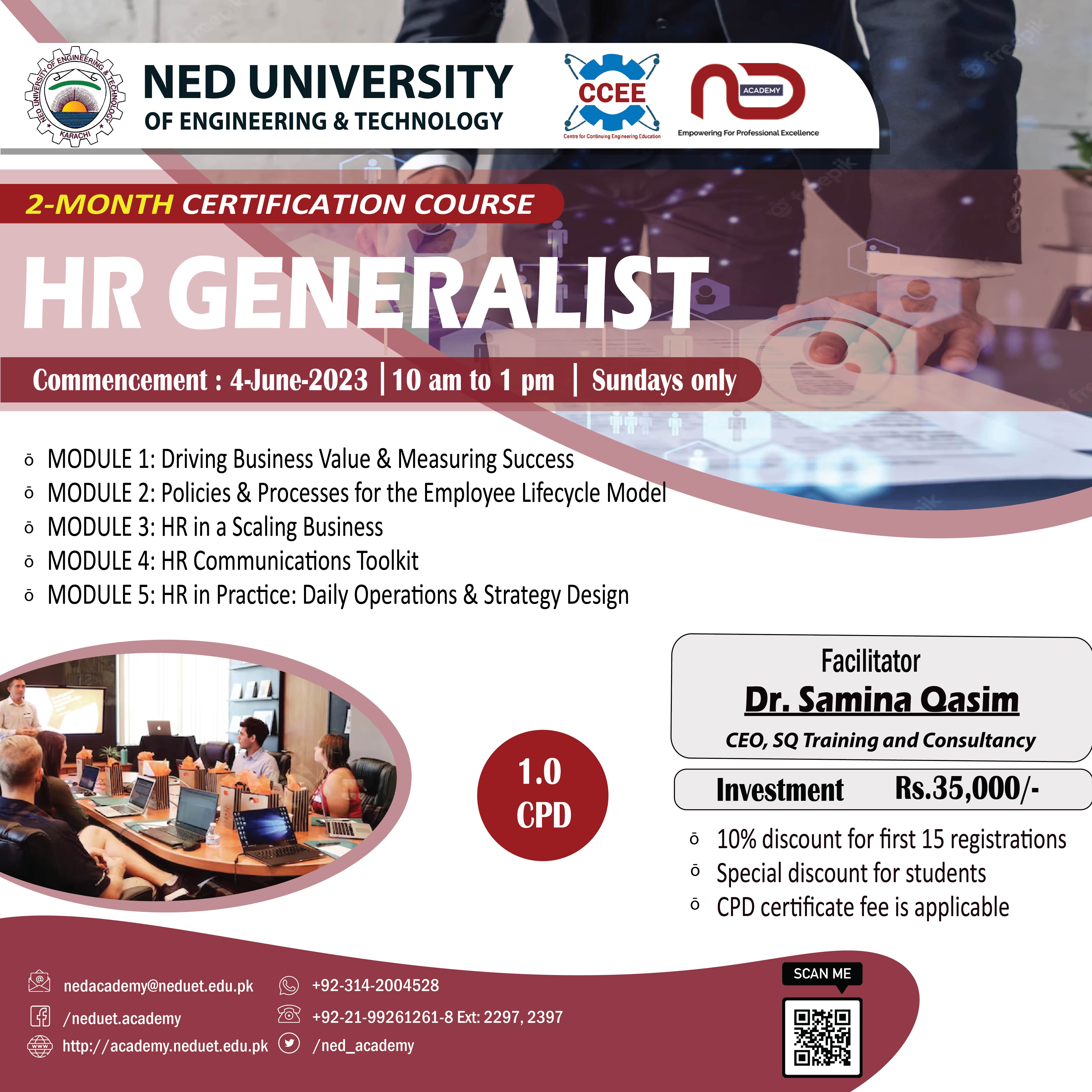 HR Generalist | NED Academy - CCEE | CMPP | PTMC HR Generalist | NED Academy - CCEE | CMPP | PTMC